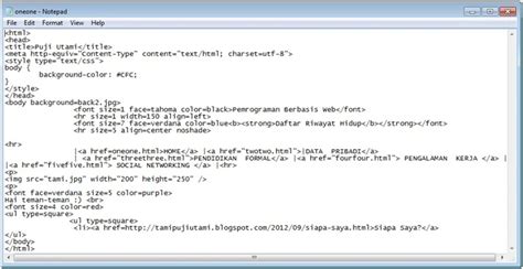 Contoh Html Di Notepad Biodata Notepad Unordered Dasar Ol Nyamuk