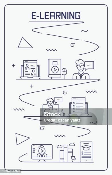 Desain Infografis Elearning Dapat Diedit Dan Warna Dapat Diubah Ikon