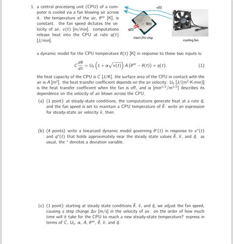 Solved A Central Processing Unit Cpu Of A Computer Is Cooled Via A Fan 1 Answer
