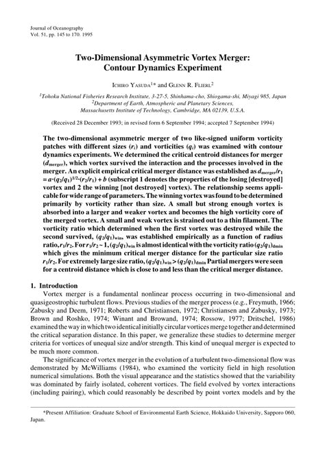 Pdf Two Dimensional Asymmetric Vortex Merger Contour Dynamics Experiment
