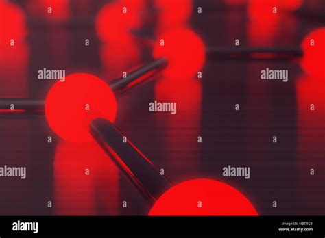 3d Rendering Red Abstract Nanotechnology Hexagonal Geometric Form Close Up Concept Graphene