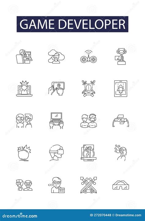 game developer line vector icons and signs developer programmer