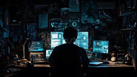 Cybersecurity Researcher Analyzing Data Private Office Digital