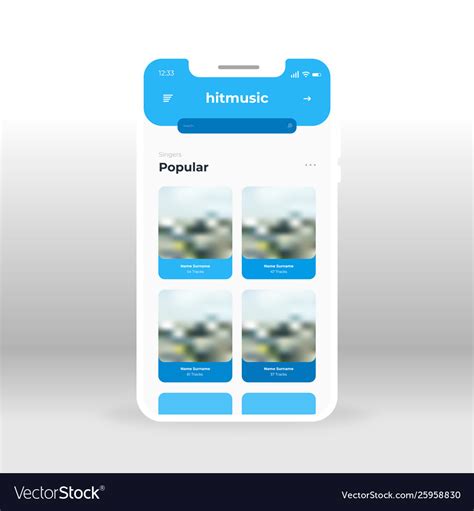 Blue Music Search Ui Ux Gui Screen For Mobile Vector Image
