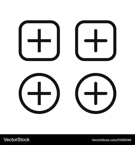 Add Button Icon Or More And Plus Set Royalty Free Vector