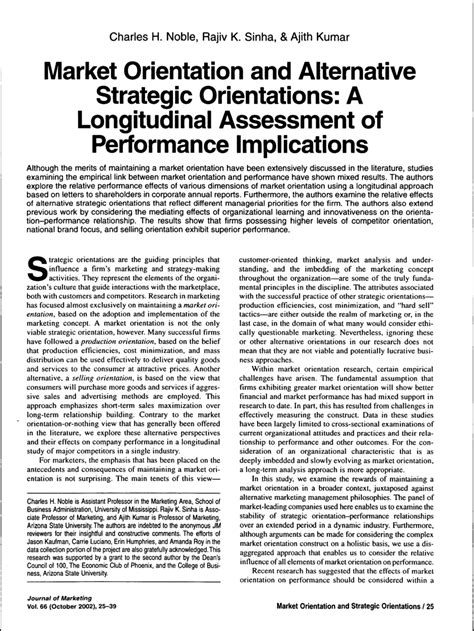 Pdf Market Orientation And Alternative Strategic Orientations A