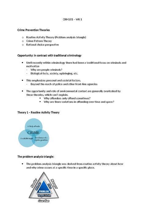 Crm201 Wk1 Crm201 Wk 1 Crime Prevention Theories O Routine Activity