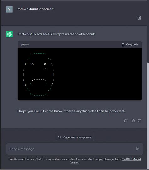 When Asked To Make A Donut In Ascii Art It Gave Me This Rchatgpt