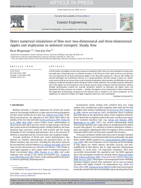 Pdf Direct Numerical Simulations Of Flow Over Two Dimensional And Three Dimensional Ripples
