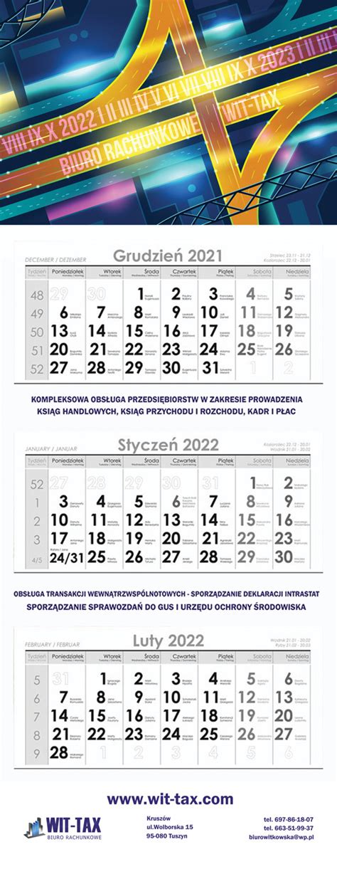 Kalendarze Trójdzielne I Czterodzielne White Brand