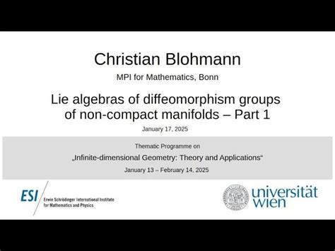 Free Video Lie Algebras Of Diffeomorphism Groups Of Non Compact Manifolds Part 1 From Erwin