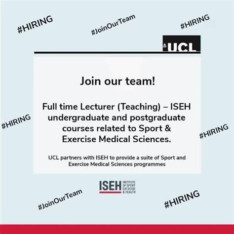 [video] institute of sport exercise and health iseh on linkedin lecturer jobopportunity