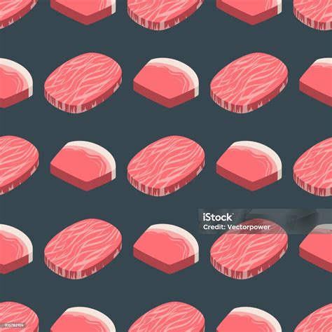 쇠고기 스테이크 생고기 음식 붉은 신선한 컷 정육점 생 완벽 한 패턴 성분 벡터 일러스트 레이 션을 잘라 건강한 식생활에 대한 스톡 벡터 아트 및 기타 이미지 Istock