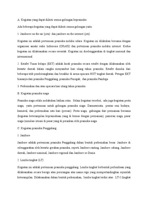 Kegiatan Pramuka Diskusi Pdf Karier And Perkembangan Kajian