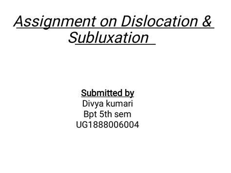 Dislocation And Sublaxation Pdf