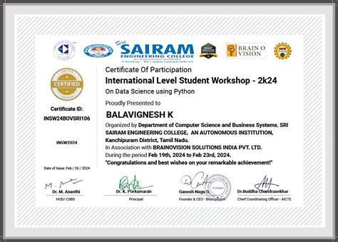 balavignesh k on linkedin datascience python workshopexperience