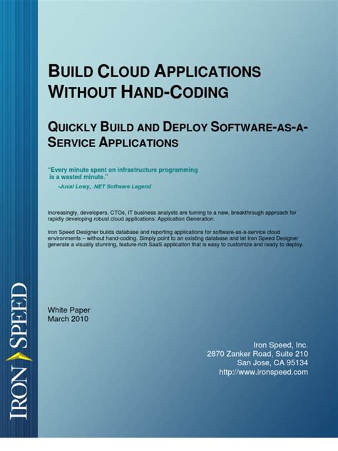 Build Cloud Applications Without Hand Coding Pdf Software As A