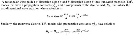 a rectangular wave guide a dimension along x and b