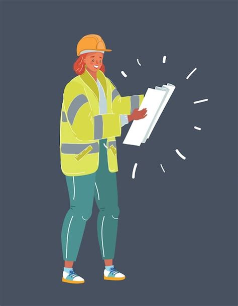 Premium Vector Vector Cartoon Illustration Of Woman Engineer In
