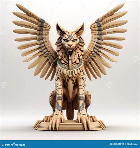 Detailed 3d Sphinx Sculpture Powerful Symbolism In Celestialpunk Style