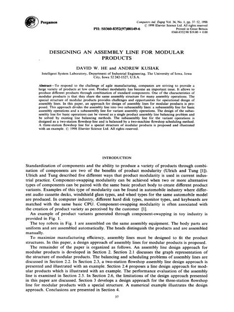 Designing An Assembly Line For Modular P Pdf Pdf Modularity Design