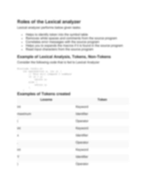 Solution Lexical Analysis Analyzer In Compiler Design With Examples