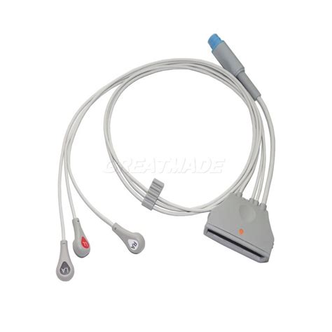 China Philips Compatible 3 Lead Ecg Telemetry Cable With Snap