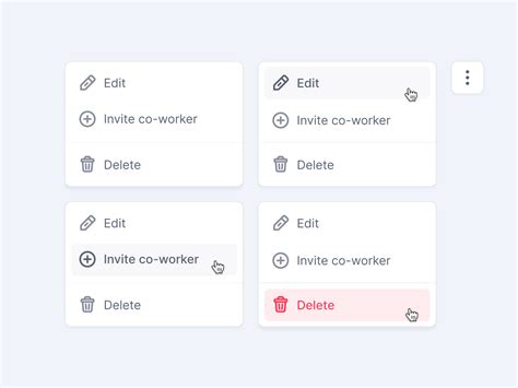 Ui Detail Context Menu With Destructive Action Hover State By Diana