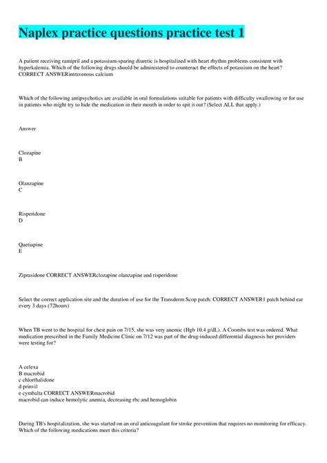 Naplex Practice Questions Practice Test 1 2022 2023 Scholarfriends