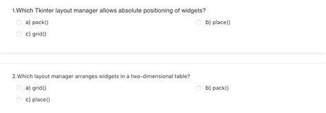 Which Tkinter Layout Manager Allows StudyX