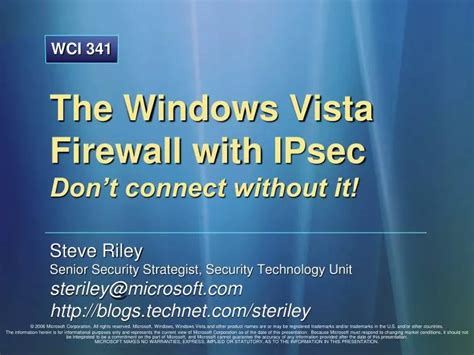 Ppt The Windows Vista Firewall With Ipsec Dont Connect Without It