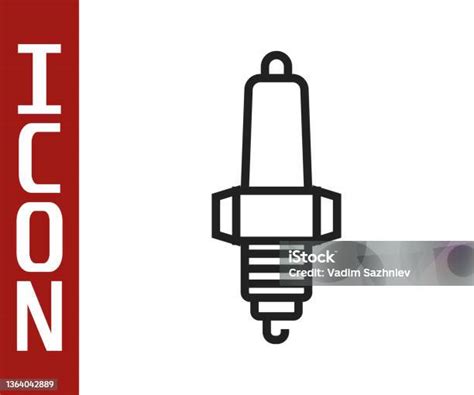 흰색 배경에 격리 된 검은 줄 자동차 스파크 플러그 아이콘 자동차 전기 촛불 벡터 강철에 대한 스톡 벡터 아트 및 기타 이미지