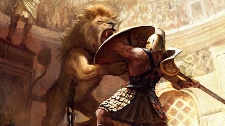 R169 457x257 3476 Gladiator Vs Lion 2d Realism Lion Gladiator Rome