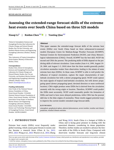 Pdf Assessing The Extended‐range Forecast Skills Of The Extreme Heat