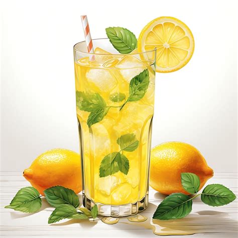 Premium Ai Image Watercolor Of A Lemonade Drink Capturing The Tangy