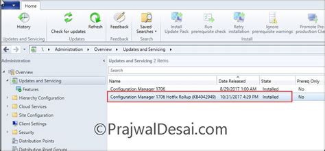 Install Sccm Current Branch Version 1706 Update Rollup