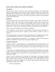 Notes On Sampling Pdf POPULATION SAMPLE AND SAMPLING METHODS Introduction Research Involves