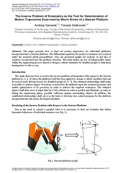 pdf the inverse problem of kinematics as the tool for determination
