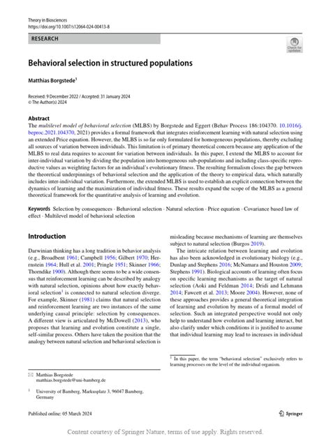 Behavioral Selection In Structured Populations Pdf Linear Regression Natural Selection