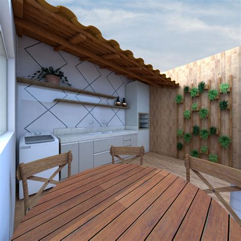 Deck Pequeno Com Lavanderia E Churrasqueira Parede Verde Deck Churrasqueira