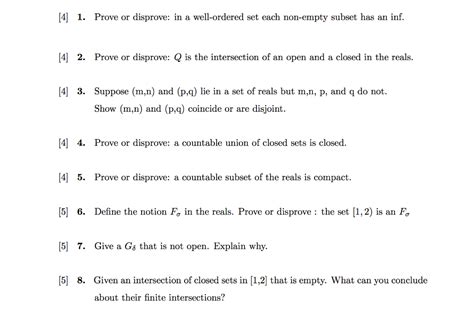 solved [4] 1 prove or disprove in a well ordered set each
