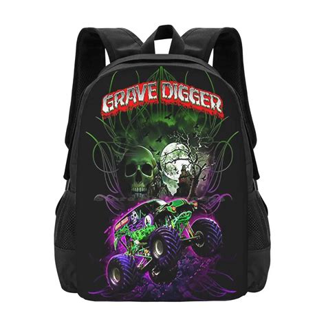 Grave Digger Monster Jam Monster Truck School Bag Big Capacity Backpack