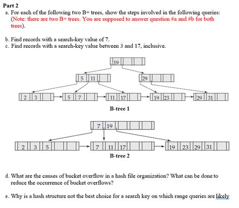 solved part 2 a for each of the following two b trees