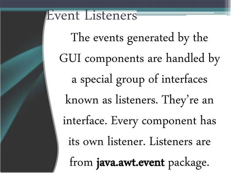 Java Events Java Events Important Definitions Overridden Method Class