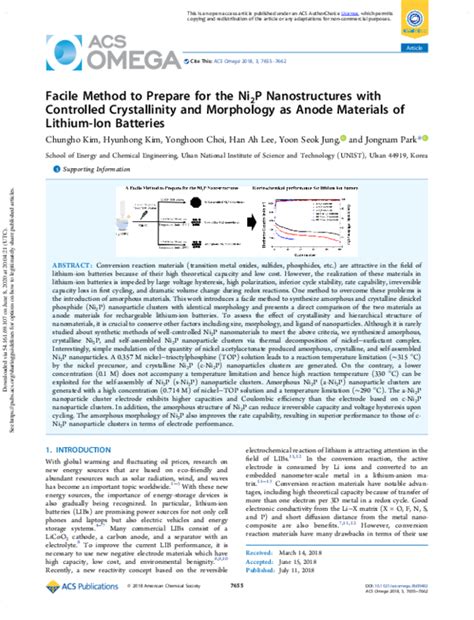 Pdf Facile Method To Prepare For The Ni2p Nanostructures With Controlled Crystallinity And