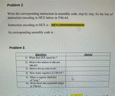 solved write the corresponding instruction in assembly code