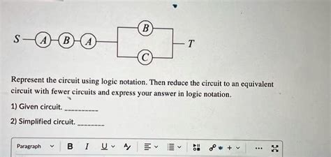 represent the circuit using logic notation and reducing it represent