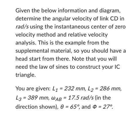 solved in rad s using the instantaneous center of zero