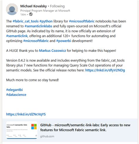 Fabric Cat Tools Becomes Semantic Link Labs · Learn Microsoft Fabric