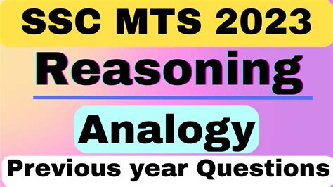 Ssc Mts 2023 Reasoning Analogy Previous Year Questions Youtube